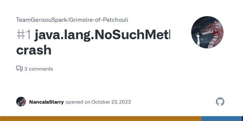 java lang nosuchmethoderror crash · issue 1 · teamgensouspark grimoire of patchouli · github