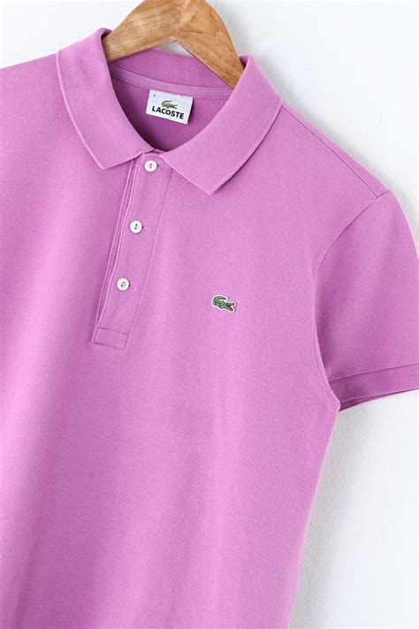 L 라코스테 반팔 카라 티셔츠 면 놈코어 퍼플 세컨웨어