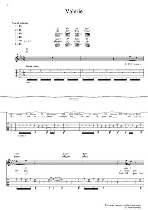 Valerie Sheet Music By The Zutons Fbd 4587 Notendownload