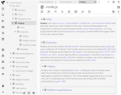 book note · zadam trilium wiki · github