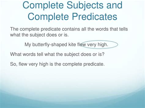 Ppt Complete Subjects And Complete Predicates Powerpoint Presentation