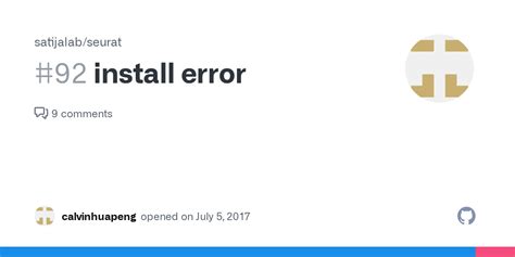 Install Error · Issue 92 · Satijalabseurat · Github
