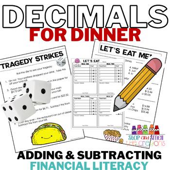 Adding And Subtracting Decimals By Stop And Smell The Crayons TPT