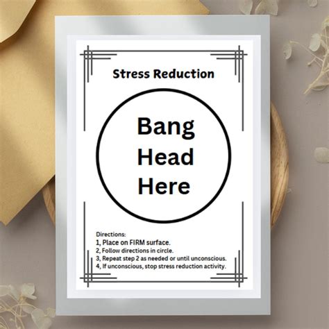 Bang Your Head Here Sign Instant Stress Reduction Download Print