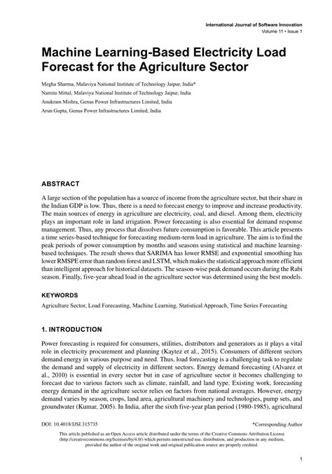 Pdf Machine Learning Based Electricity Load Forecast For The Agriculture Sector