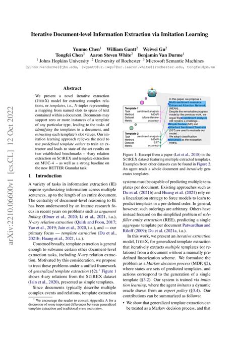 Iterative Document Level Information Extraction Via Imitation Learning