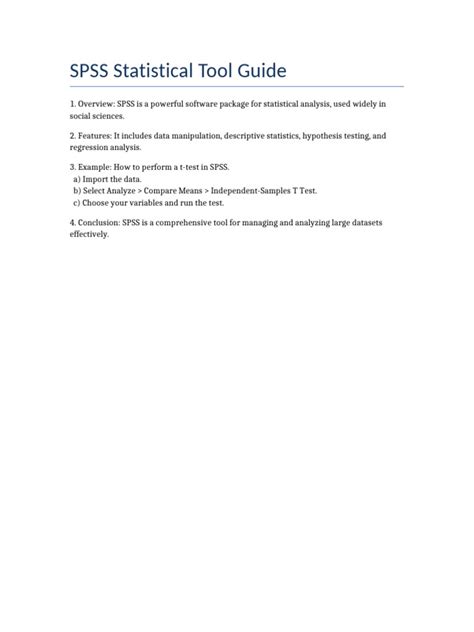 Spss Statistical Tool Guide Pdf