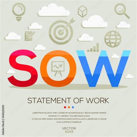 Sow Mean Statement Of Work Letters And Icons Vector Illustration Stock Vector Adobe Stock