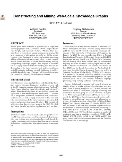 Constructing And Mining Web Scale Knowledge Graphs Kdd 2014 Tutorial