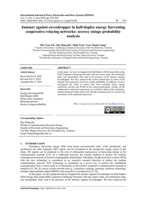 Pdf Jammer Against Eavesdropper In Half Duplex Energy Harvesting