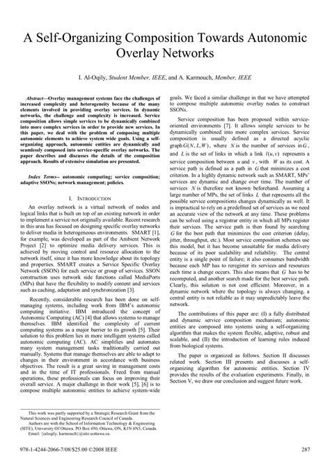 Pdf A Self Organizing Composition Towards Autonomic Overlay Networks