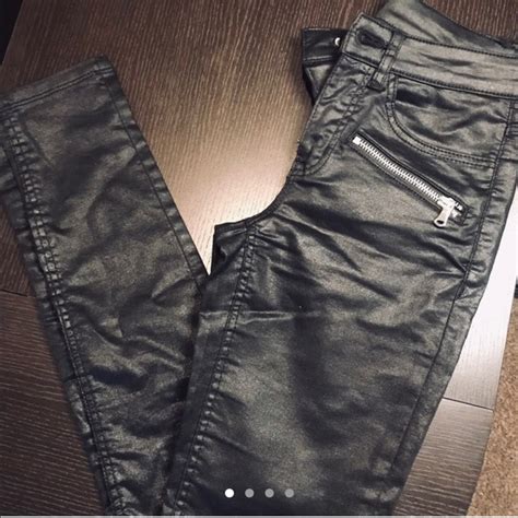 Handm Jeans Metallic Black Skinny Hard Denim Poshmark