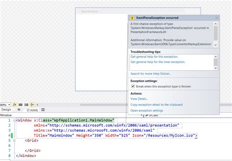 C Set Window Icon Correctly And Happening Xamlparseexception Stack Overflow