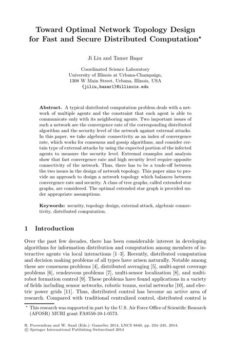 pdf toward optimal network topology design for fast and secure distributed computation