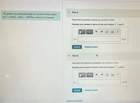 solved part a the position of a particular particle as a