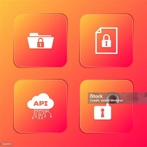 Set Folder And Lock Document Cloud Api Interface And Open Padlock Icon