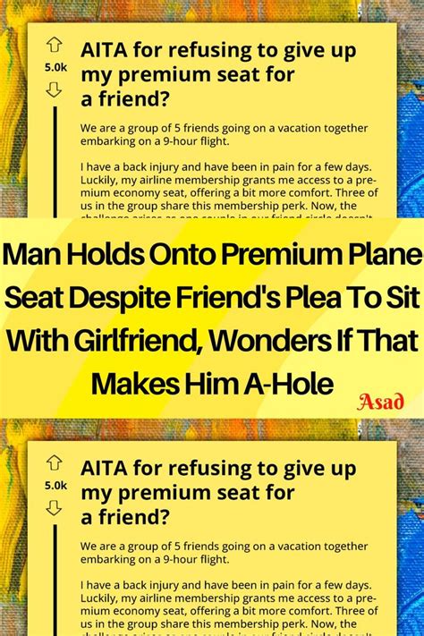 Man Holds Onto Premium Plane Seat Despite Friends Plea To Sit With
