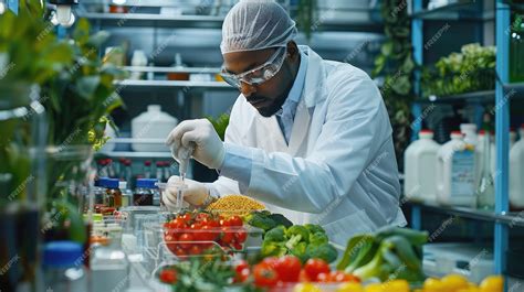 Food Quality Control Expert Inspecting Specimens Of Groceries In The