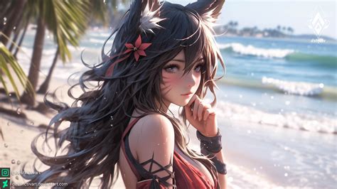 Df13 001 League Of Legends Ahri X Beach By Destinctivart On Deviantart