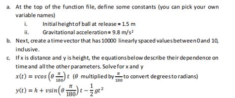 Solved Using Matlab Ball Throwing Problem Write A