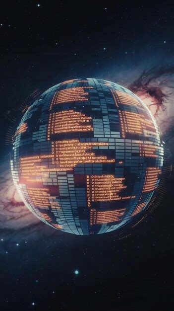 Digital Sphere Composed Of Interlocking Code In A Cosmic Setting