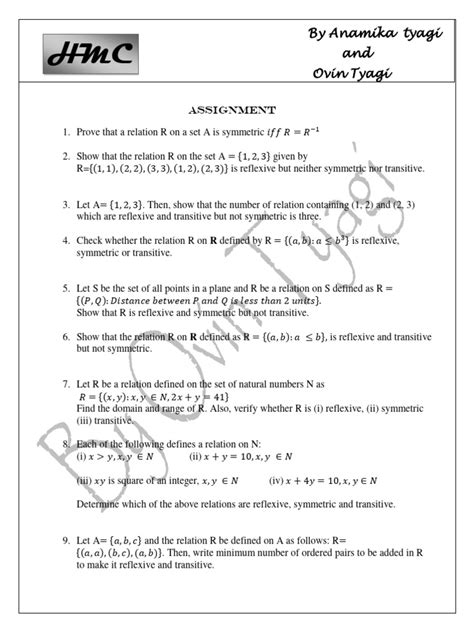 Relation 2023 Pdf Integer Natural Number