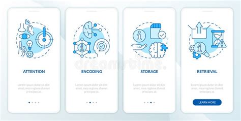 Memorizing Information Stages Blue Onboarding Mobile App Screen Stock