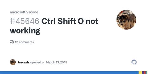 Ctrl Shift O Not Working · Issue 45646 · Microsoftvscode · Github