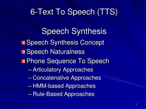Ppt 6 Text To Speech Tts Speech Synthesis Powerpoint Presentation