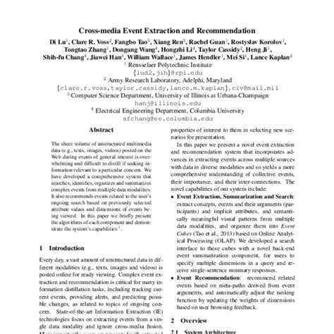 Cross Media Event Extraction And Recommendation Acl Anthology