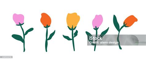 손으로 그린 꽃입니다 추상적인 꽃 배경입니다 블라썸 튤립 벡터 일러스트 레이 션 귀여운에 대한 스톡 벡터 아트 및 기타 이미지 귀여운 기하 기하 도형 Istock