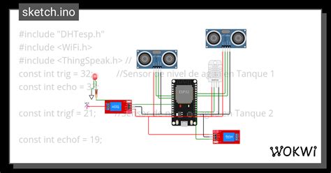 NIVEL DE TANQUE MAS HUMEDAD Wokwi ESP32 STM32 Arduino Simulator