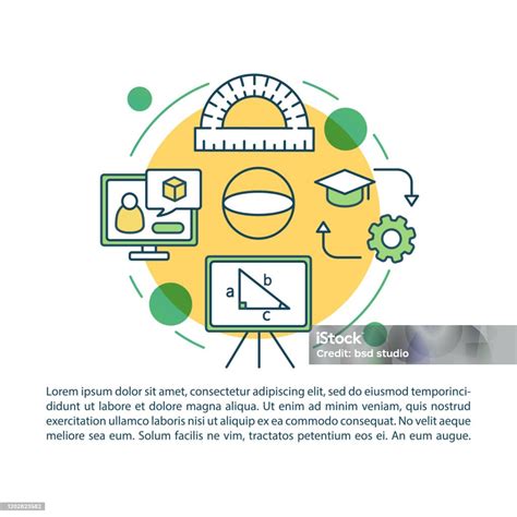 웹 지오메트리 코스 아티클 페이지 벡터 템플릿입니다 수학 수업 브로셔 잡지 선형 아이콘과 텍스트 상자소책자 디자인 요소 인쇄