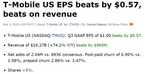 T Mobile The Leading 5G Carrier NASDAQ TMUS Seeking Alpha