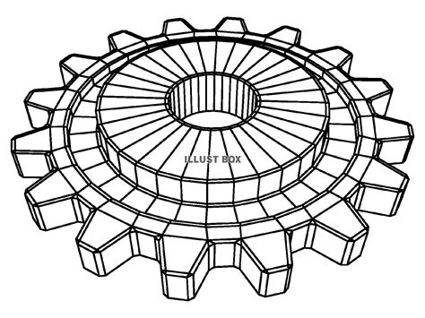 無料イラスト 歯車の3dcg（ワイヤーフレーム）【透過png】