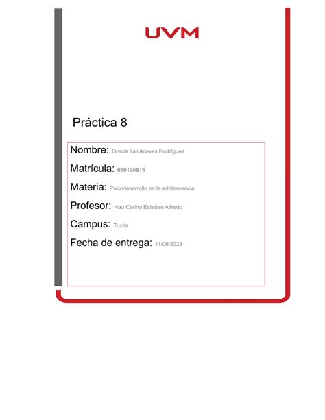 Práctica 8 práctica Introducción La madurez sexual engloba en realidad varios conceptos que
