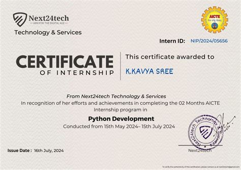 K Kavya Sree On Linkedin Pythondevelopment Internship