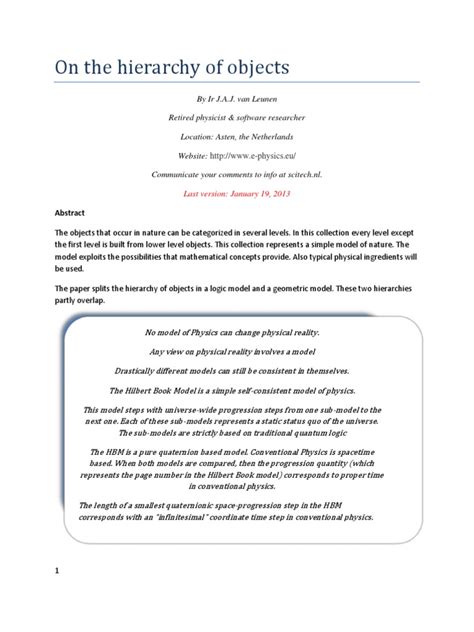 Pdf On The Hierarchy Of Objects Dokumentips