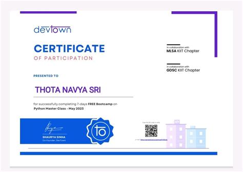 Navya Sri Thota On Linkedin I Successfully Completed The 7day Bootcamp Of Learning Python