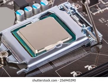 Cpu Socket On Motherboard Installed Processor Stock Photo Shutterstock