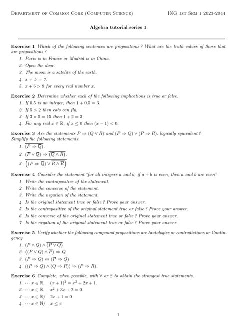 Algebratutorial1 6 Pdf Mathematical Proof Mathematical Concepts