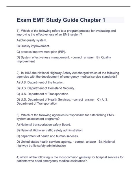 Exam Emt Study Guide Chapter Questions With Complete Solution Emt Stuvia Us