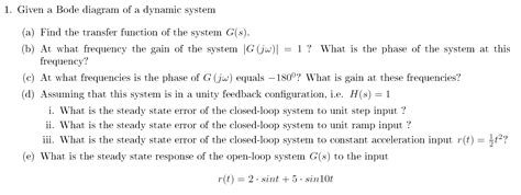 Solved Given A Bode Diagram Of A Dynamic System A Chegg
