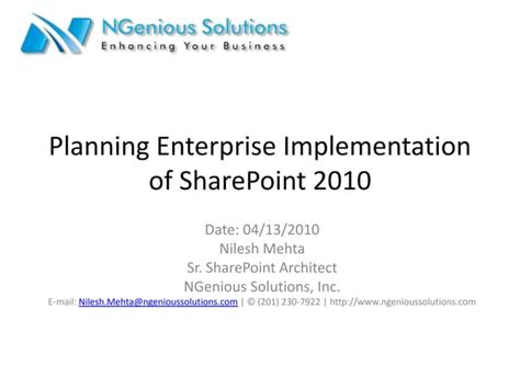 Sharepoint 2010 Enterprise Implementation Pptx Databases Computer Software And Applications