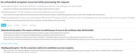 Authenticationexception The Remote Certificate Is Invalid Because Of Errors In The Certificate