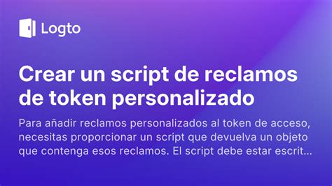 Crear Un Script De Reclamos Personalizados De Token Logto Docs