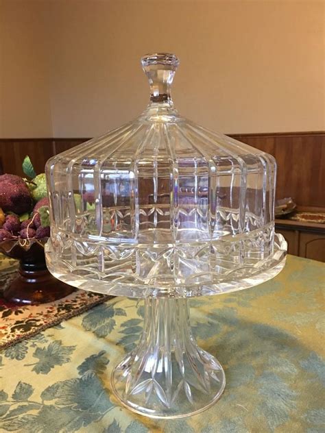 Godinger Shannon Olympia 24 Crystal Cake Plate Stand Dome Cover Original Box 1794437783