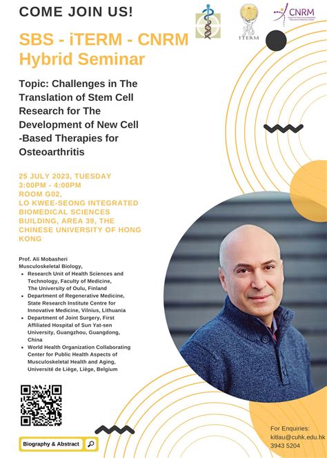 Seminar By Prof Ali Mobasheri On “challenges In The Translation Of Stem Cell Research For The