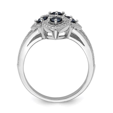 Sterling Silver Brilliant Embers Rhodium Plated 84 Stone Blue And White