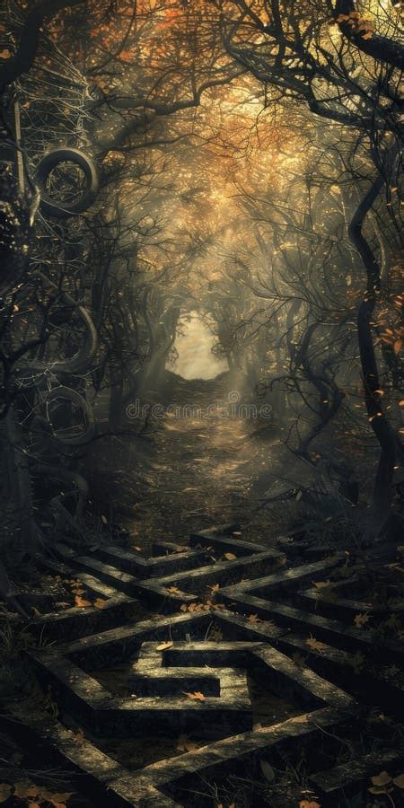 Eerie Halloween Maze Backdrop Stock Illustration Illustration Of Fear